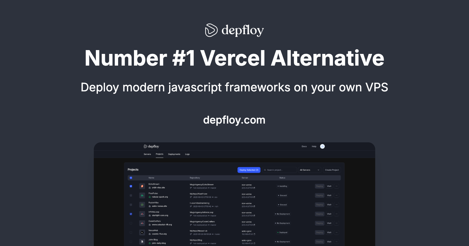 Deploy modern javascript frameworks on your own VPS - Depfloy